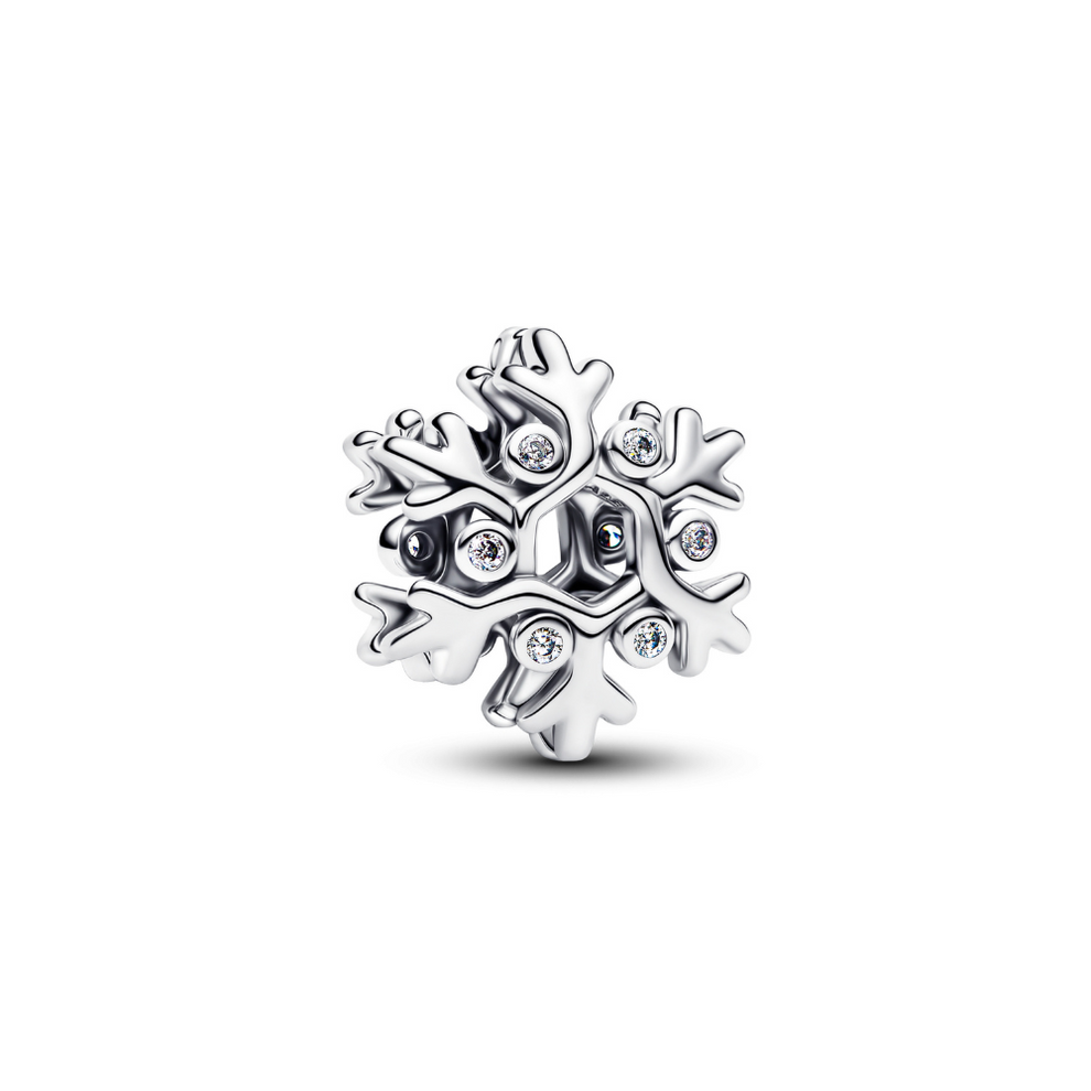 Sparkling Winter Snowflake Christmas Charm Hallmarked S925 Sterling Si ...