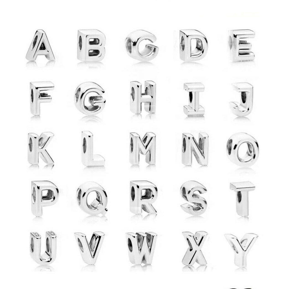 S925 Simple Alphabets A to Z Sterling Silver Charms Collection – Axa Charms